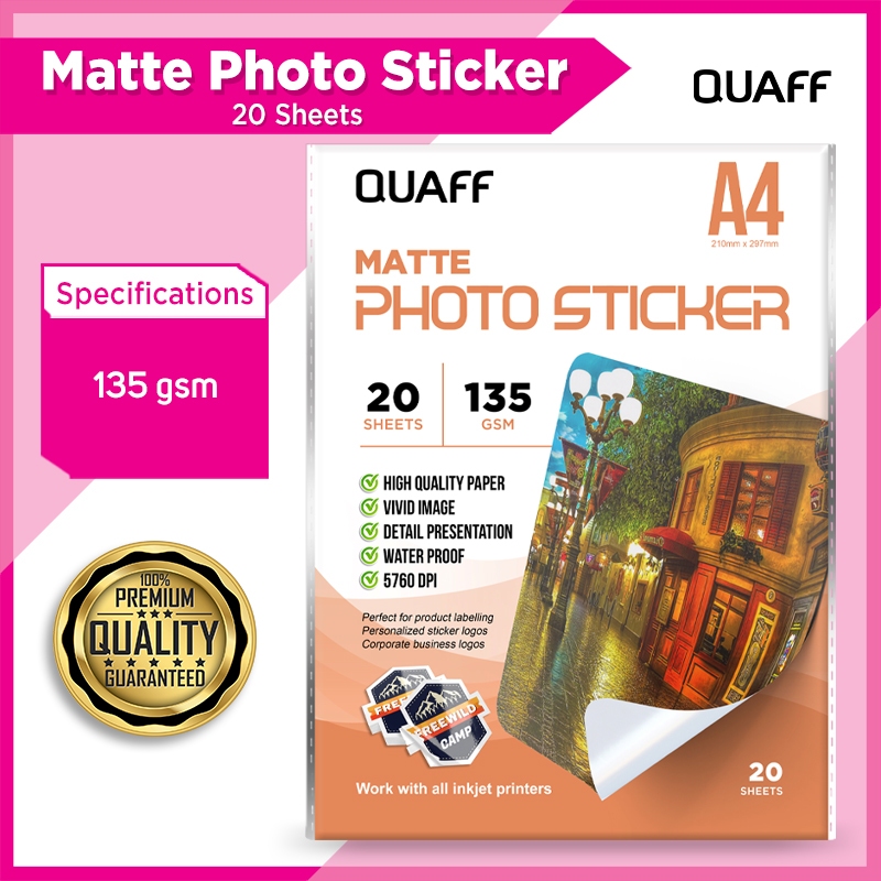 QUAFF (Matte) Photo Sticker 135GSM A4（20sheets) | Shopee Philippines