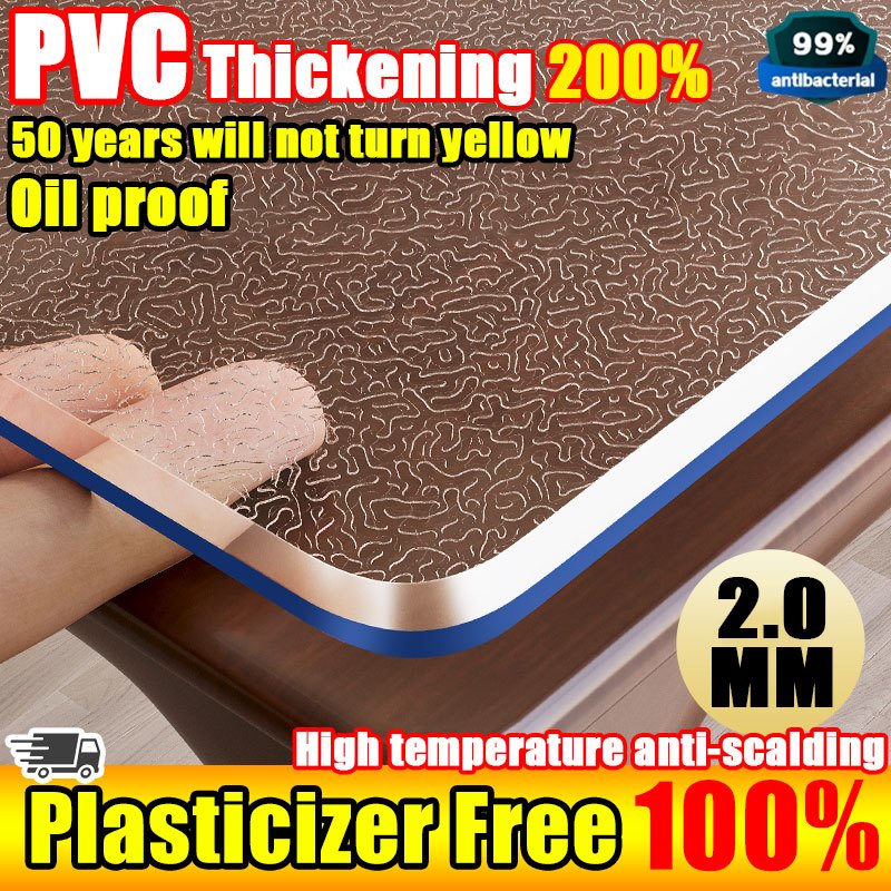 PVC Frosted Tablecloth 2.0mm Thick Protective Table Cover Waterproof ...