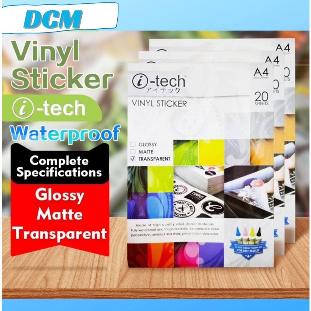 Vinyl Sticker Waterproof A4 Matte | Glossy | Transparent 20Sheets High ...