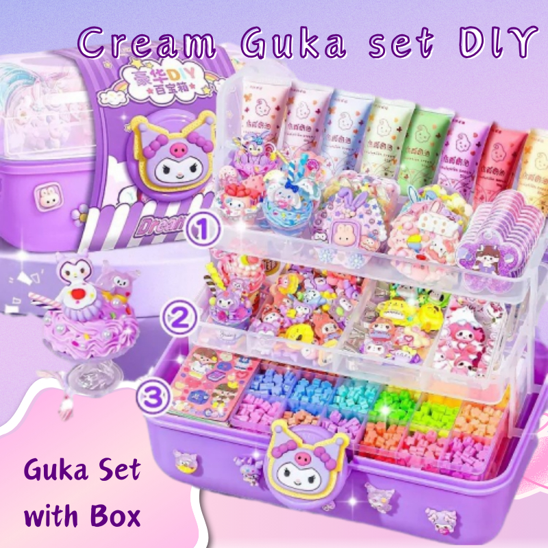 Girls' Guka Sticker Set: Toy Gift with Cream Gum Box, DIY Hairpin ...