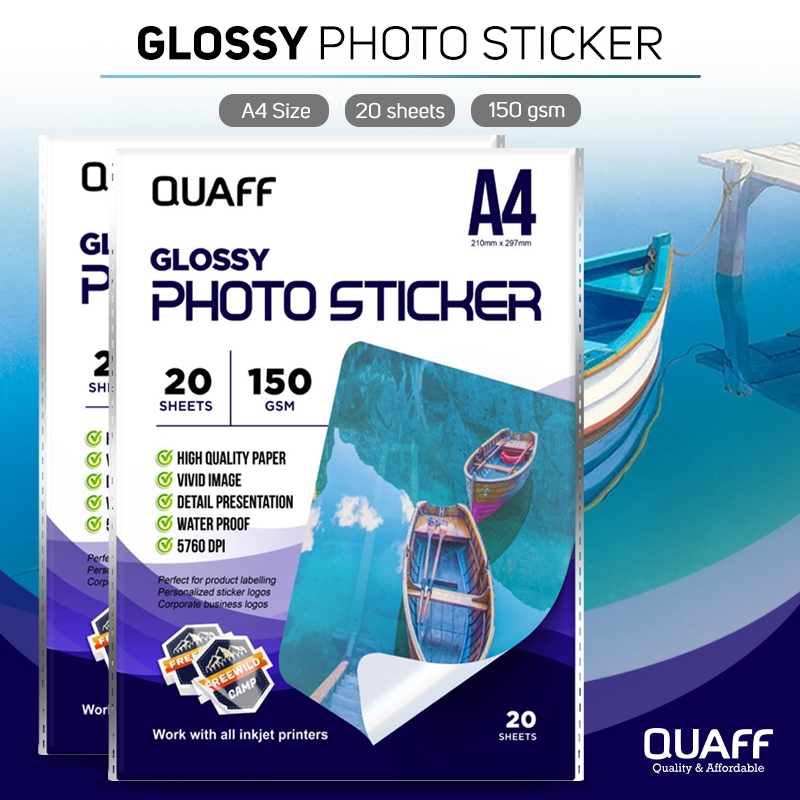 Quaff 150gsm Glossy Photo Sticker Paper A4 Size for Label and Sticker ...