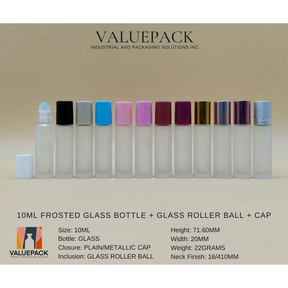 "2 pcs" 10ML FROSTED GLASS BOTTLE + GLASS ROLLER BALL + CAPS | Shopee ...