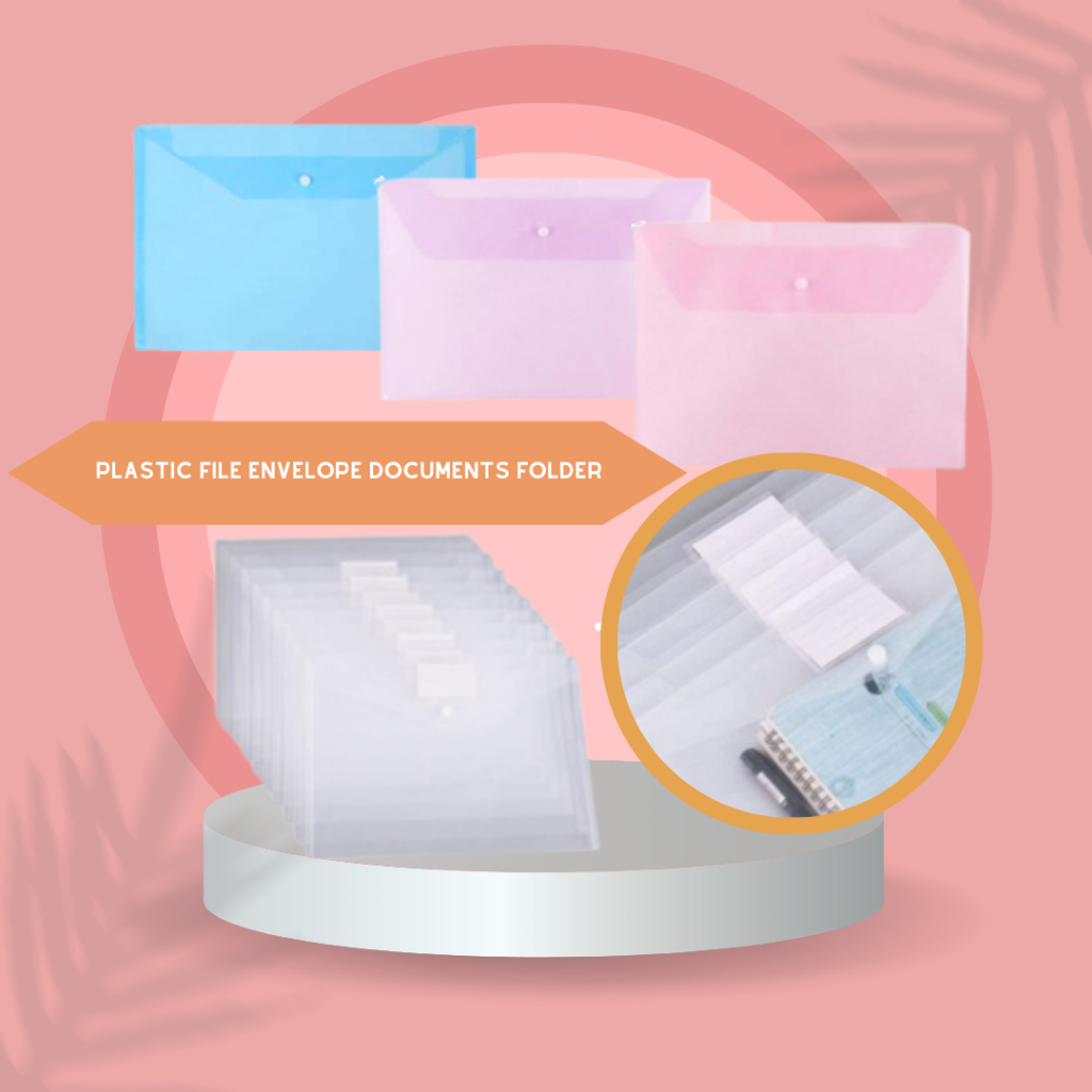 Plastic File Envelope Documents Folder with Label Pocket and Snap ...