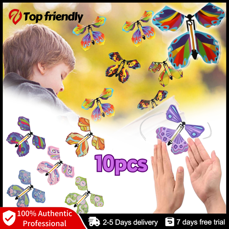 Magic Flying Butterfly Wind Up Toys Rubber Band Powered Romantic for ...