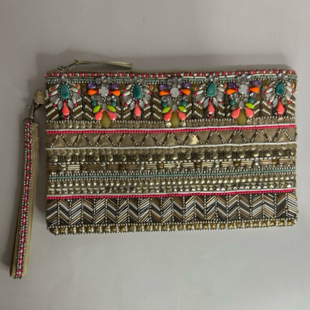 Pre-loved Accessorize aztec style beaded clutch bag (with flaws ...