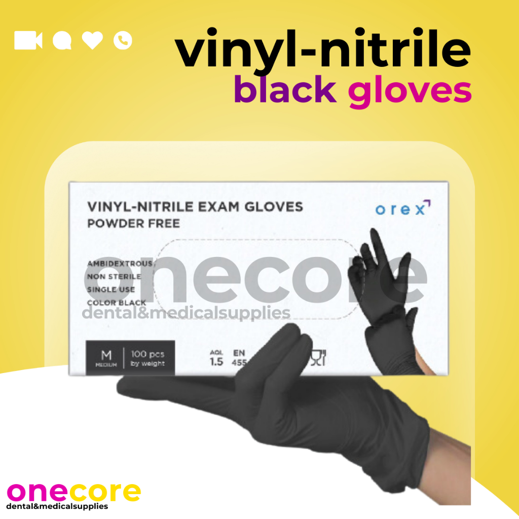 [Black] Orex Vinyl-Nitrile Blended Powder Free Disposable Examination ...