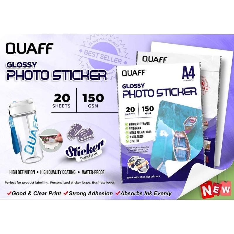 Quaff Glossy photo sticker paper 150gsm 20sheets | Shopee Philippines
