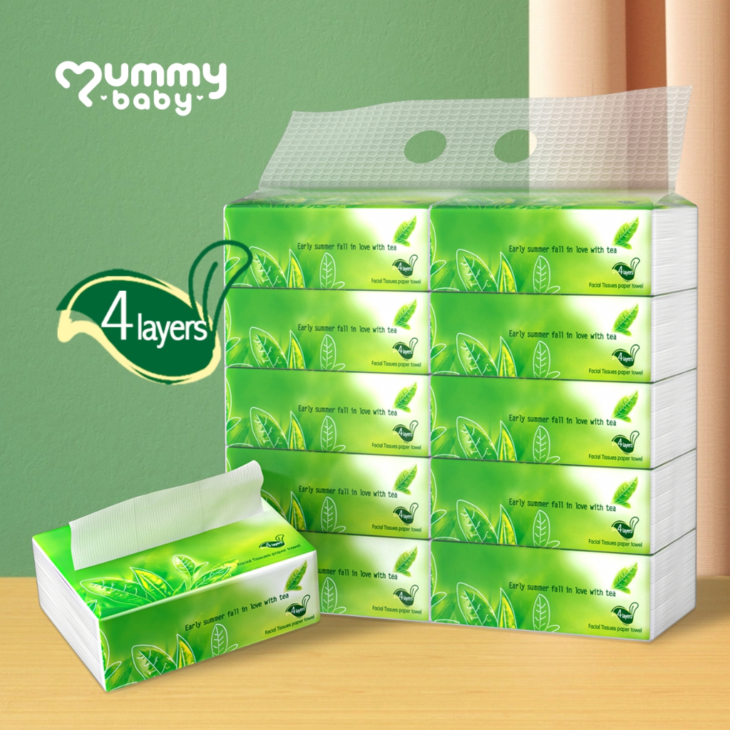 Facial Tissue Paper 4-ply 8Packs Organic green tea white tissue ...