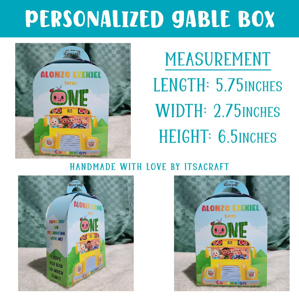 Personalized Gable Box / Loot Box / Party Bag / Customized Gift Box ...