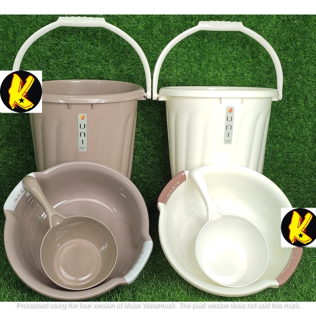 UNIK Mocha/Ivory Trio: 3-in-1 Set of Plastic Basin, Pail and Dipper ...