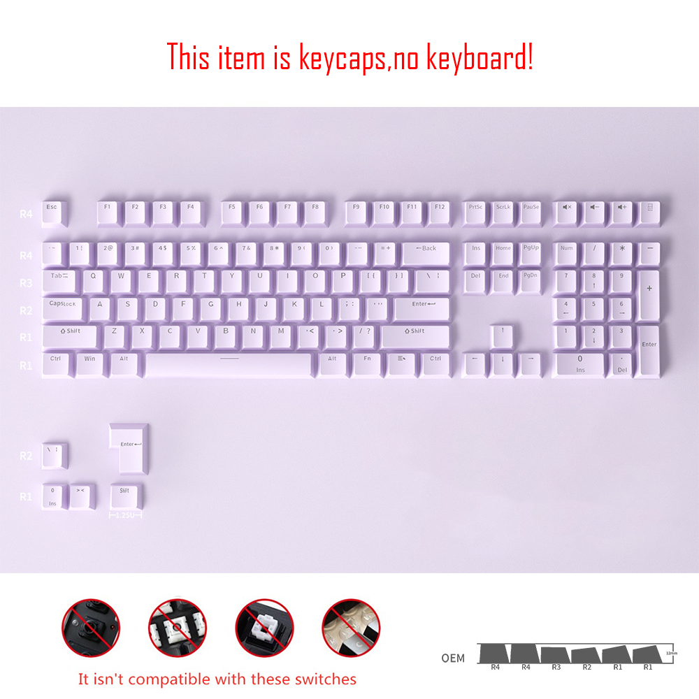 FEKER ABS Keycaps 113 Keys OEM Profile Backlight for RK61 RK71 61/87 ...