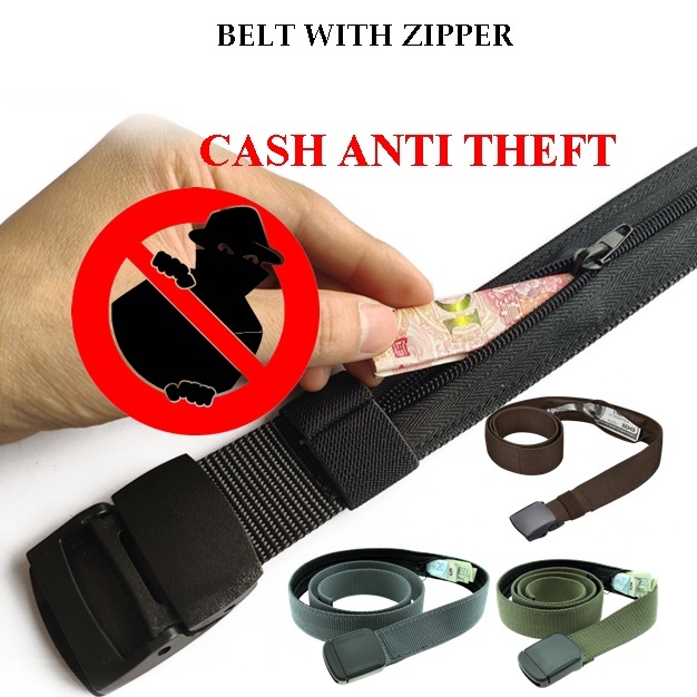 MONEY SAFETY ANTI THEFT Nylon Belt Army Tactical Belt With Zipper ...