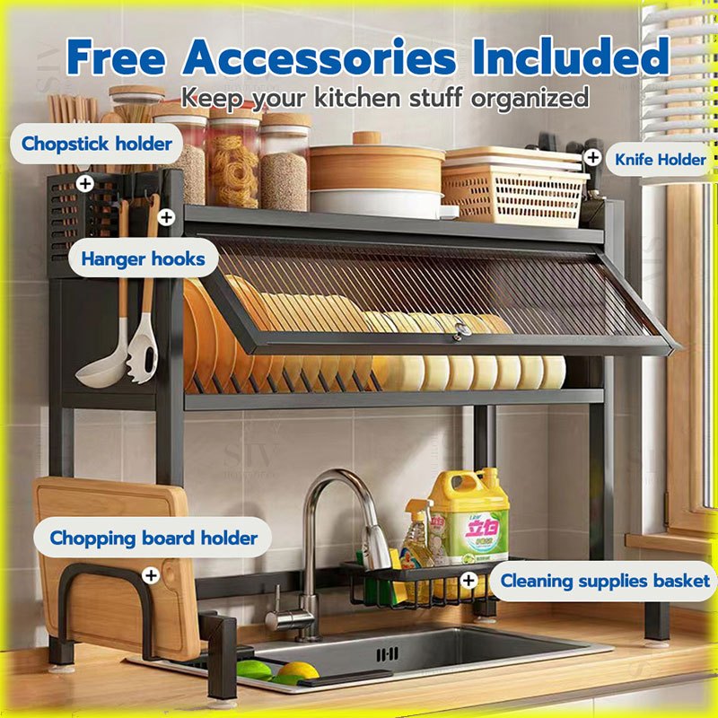 Dish Rack With Cover Plate Organizer Kitchen Organizer Storage Rack ...