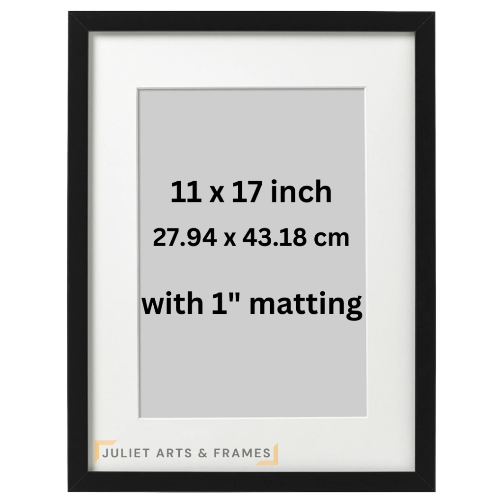11 x 17 inch FRAME with 1 inch MATTING - WALL DECOR (HALF INCH FRAMES ...