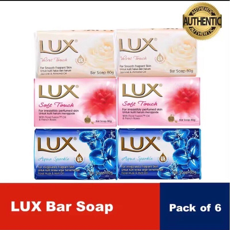 LUX Bar Soap Pack of 6 Pack 80grams each | Shopee Philippines