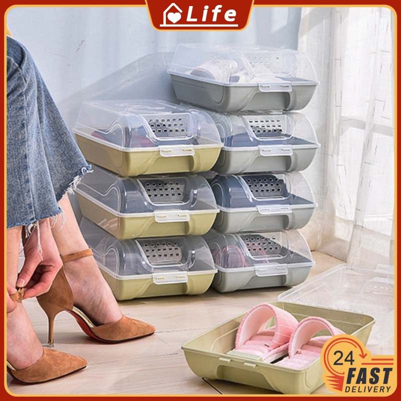 Shoe Storage Box Rack Stackable Dustproof Transparent Breathable Box ...
