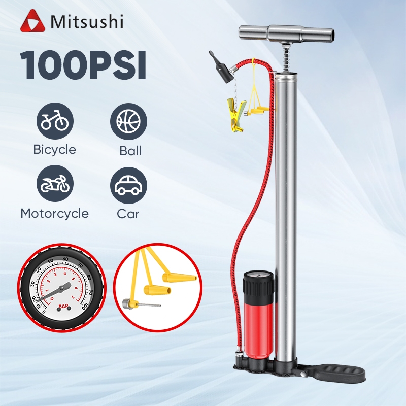 Mitsushi High Pressure Tire Pump Motorcycle Pump 100 PSI Pump For Bike ...