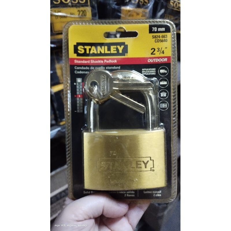 Stanley solid brass padlock outdoor S824-663 70mm | Shopee Philippines