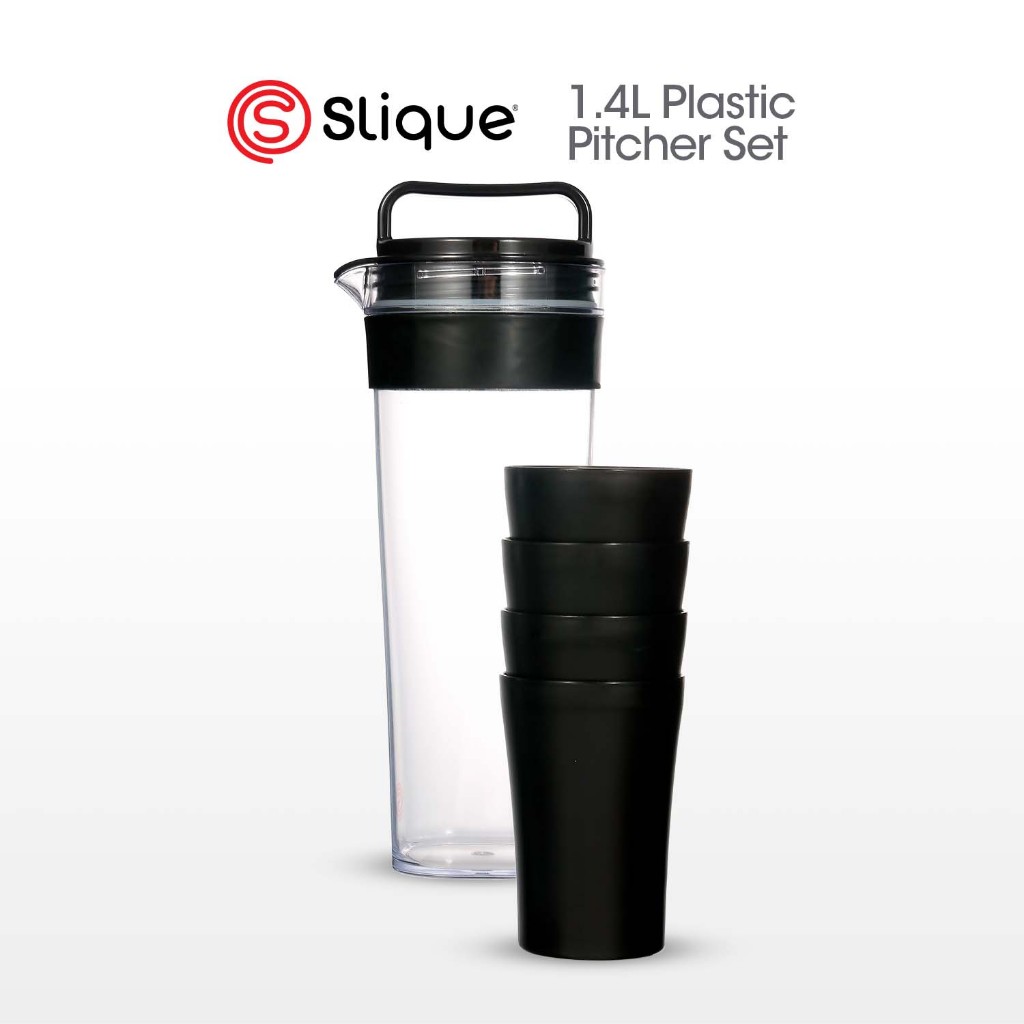SLIQUE Pitcher 1.4L [Set of 4] BPA Free Water Dispenser Beverage ...