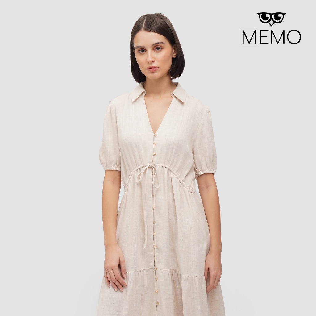 Memo Maxi Dress For Women (Khaki/Navy Blue) | Shopee Philippines