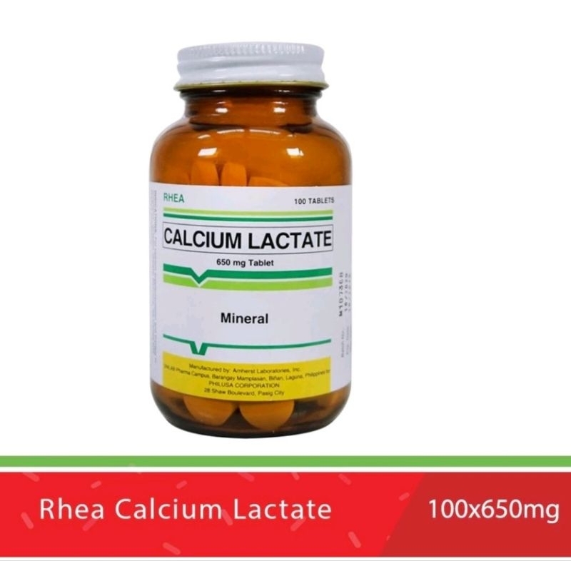 RHEA CALCIUM LACTATE MINERAL 100TABS 650MG | Shopee Philippines