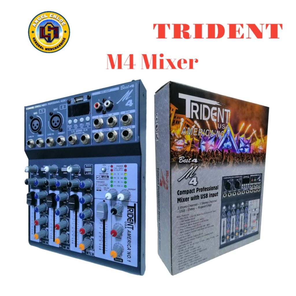 TRIDENT M4 COMPACT PROFESSIONAL MIXER WITH USB INPUT | Shopee Philippines