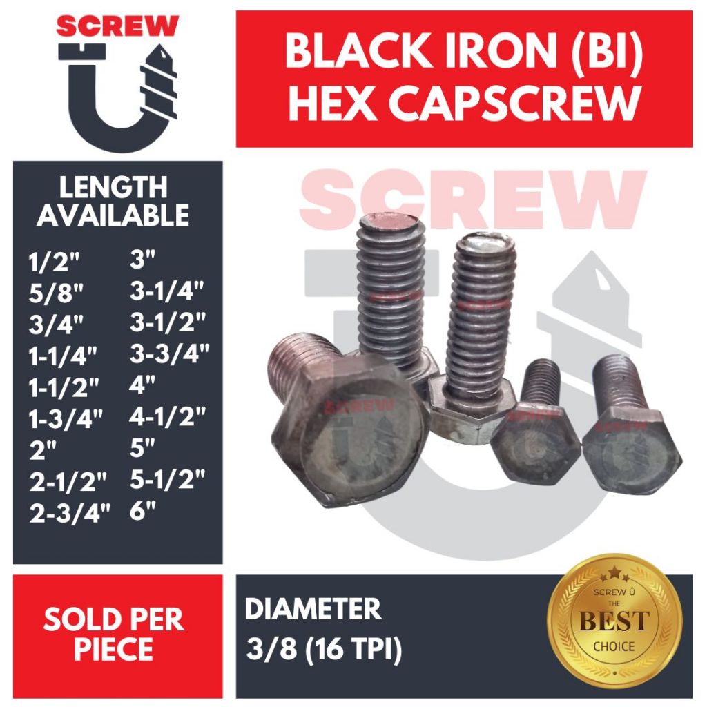 3/8 (16TPI) BLACK IRON (BI) HEX BOLT | HEXAGONAL BOLT | ORDINARY LOCAL ...