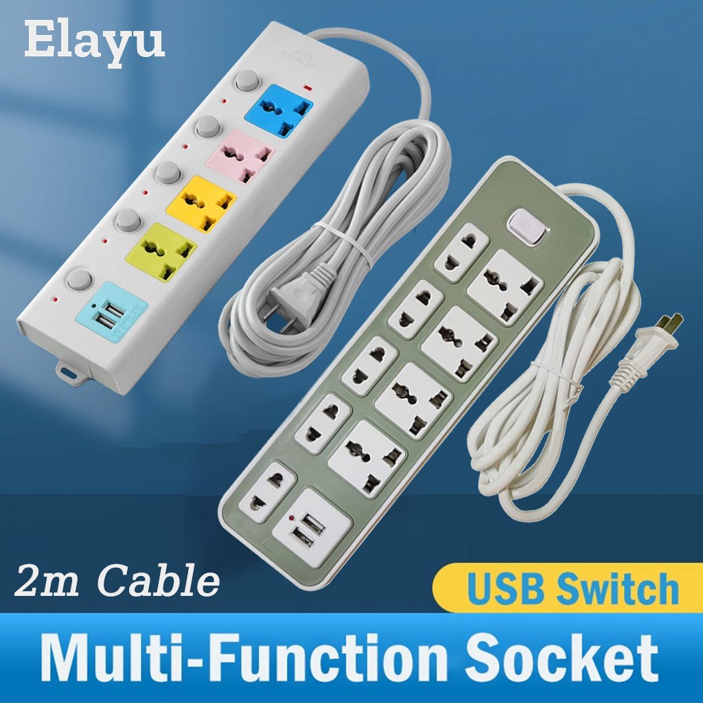 Multi-Function Socket Extension Outlet with 4 Power Socket AND 2 USB ...