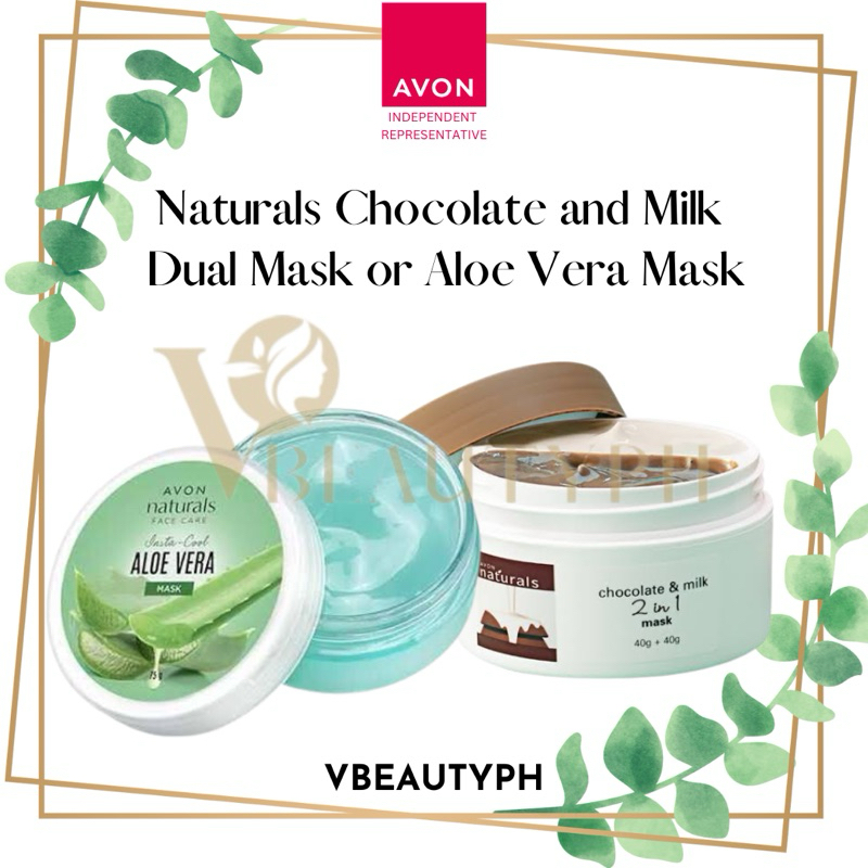 AVON Naturals Chocolate & Milk 2-in-1 Mask 40 g + 40 g or Aloe Vera ...