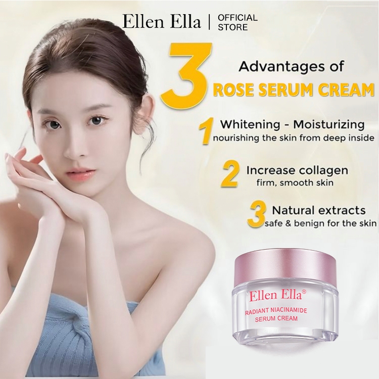 Ellen Ella Radiant Niacinamide 8x whitening Bulgarian Rose serum Cream ...
