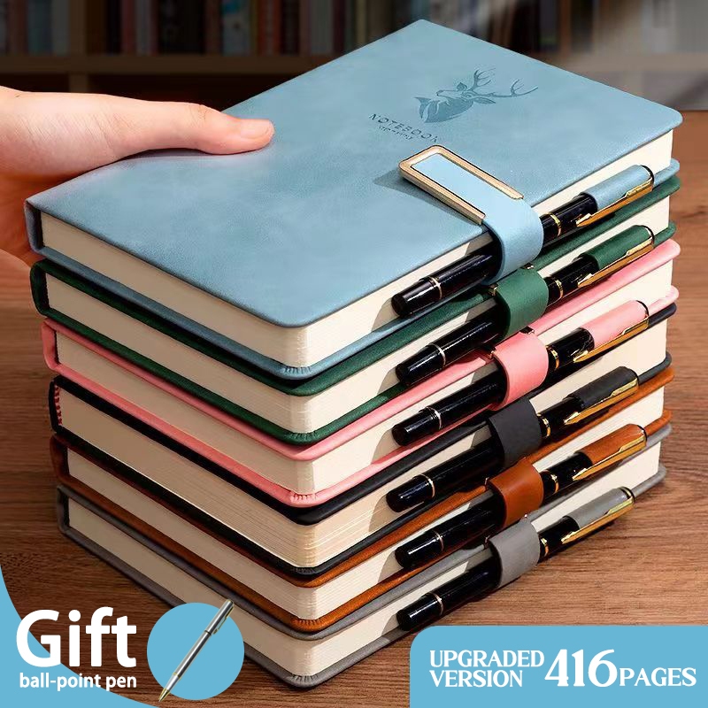 Thickened notebook leather meeting records student notepad A5 book ...