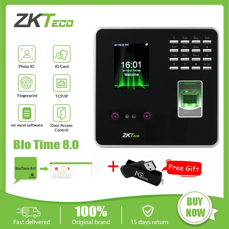ZKTeco Biometrics Face Time Attendance Machine Absences Time Recorder Door Access ID Card MB20 ...