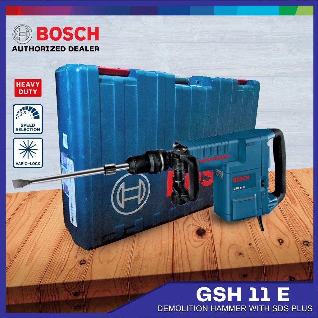 Bosch Demolition Hammer GSH 11 E SDS Max 1500w. 06113168K0 Heavy Duty HD Power Tool [ Blue Power ...