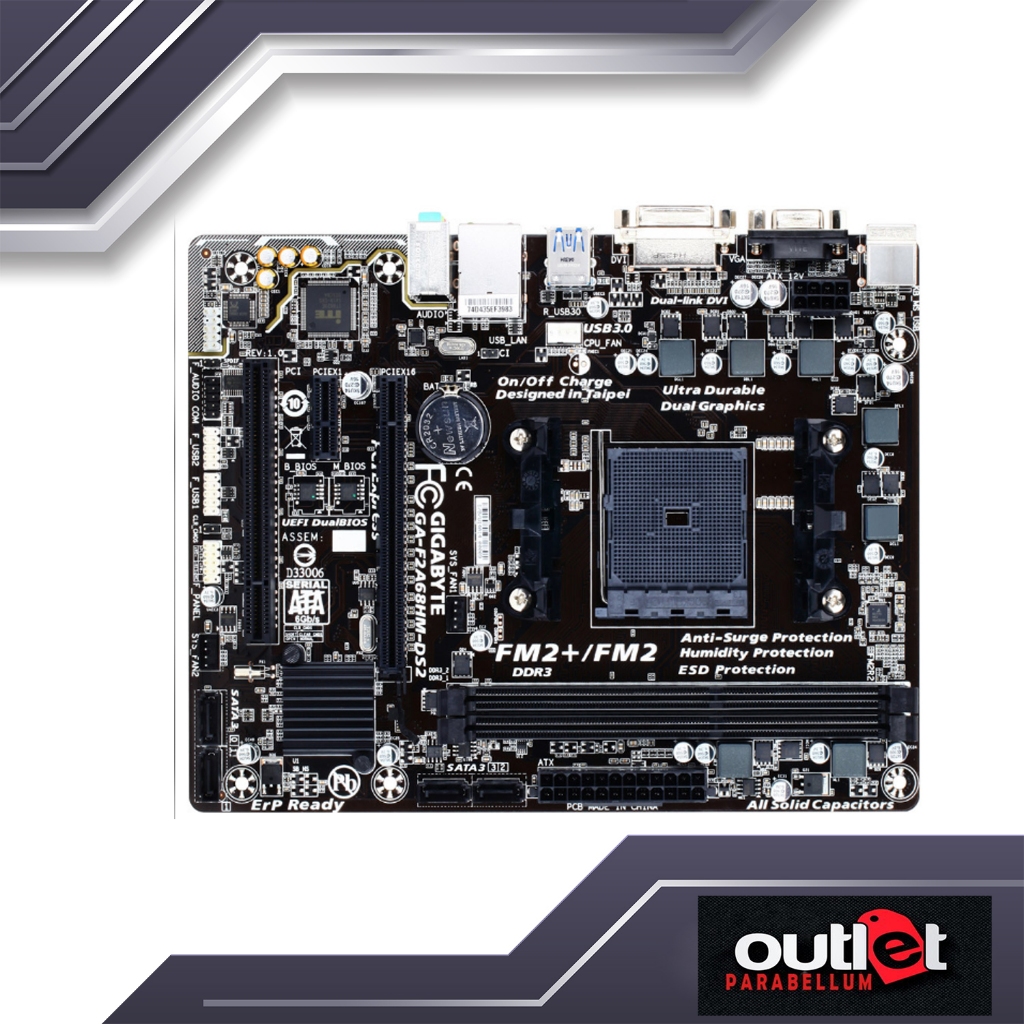 REFURBISHED GA-F2A68HM-DS2 GIGABYTE AMD A68H FM2+ DDR3 USB3 MATX ...
