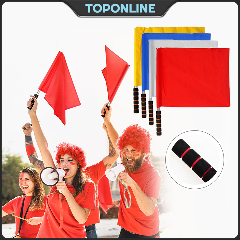34*30cm Referee Flag Stainless Steel Pole Handheld Sports Competition ...