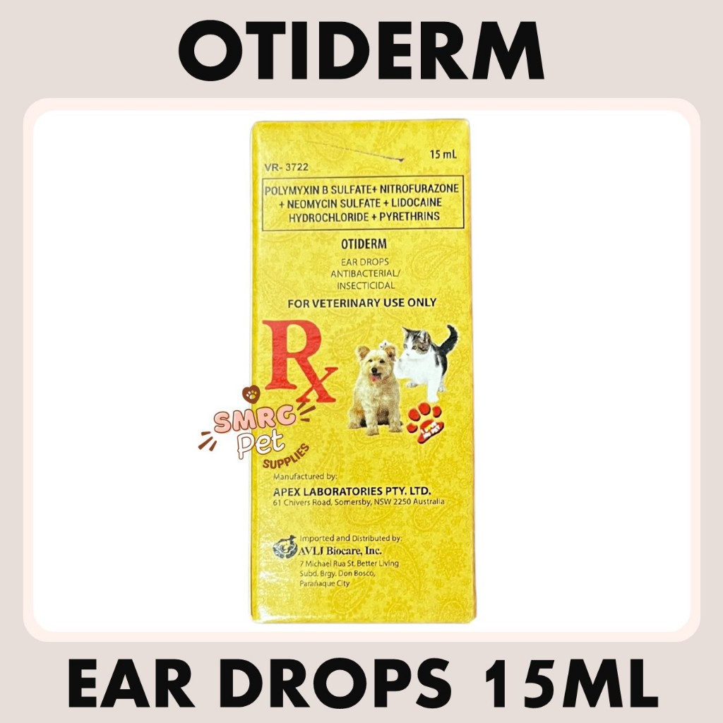 Otiderm Antibacterial Insecticidal Ear Drops 15mL for Dogs and Cats ...