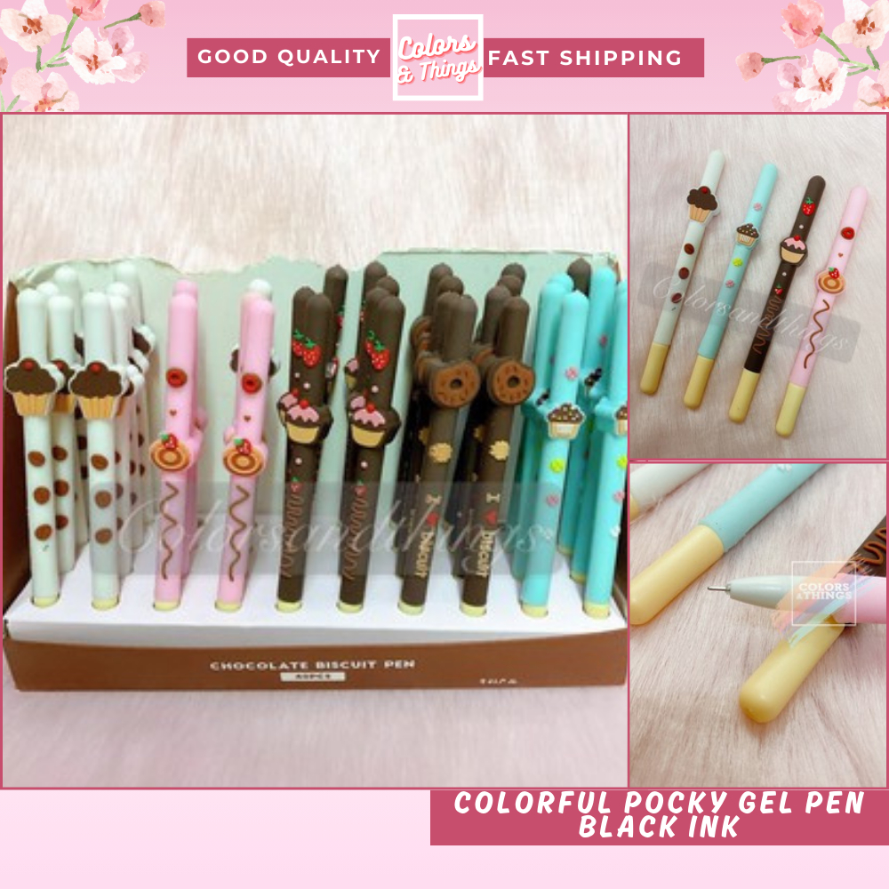 Colorful Pocky Gel Pen Black Ink, Fun & Vibrant Writing Pen for School ...