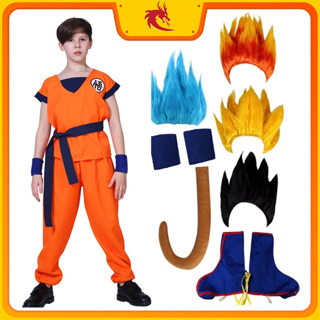 Full Set Dragon Ball Goku Costume Suit For Kids cosplay Anime Halloween ...