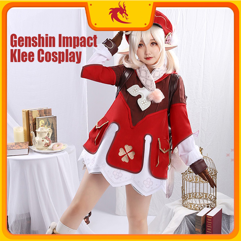 Anime Game Genshin Impact Klee Cosplay Costume Cute Loli Dress Woman ...