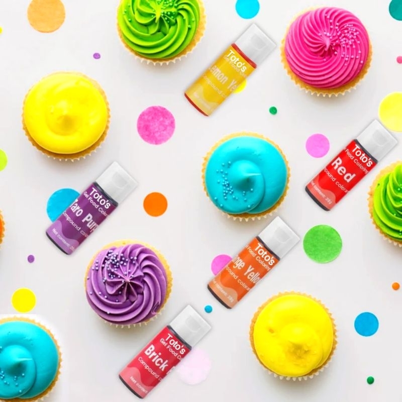 Totos GEL food Coloring pigmented Concentrated gel colors fast coloring ...