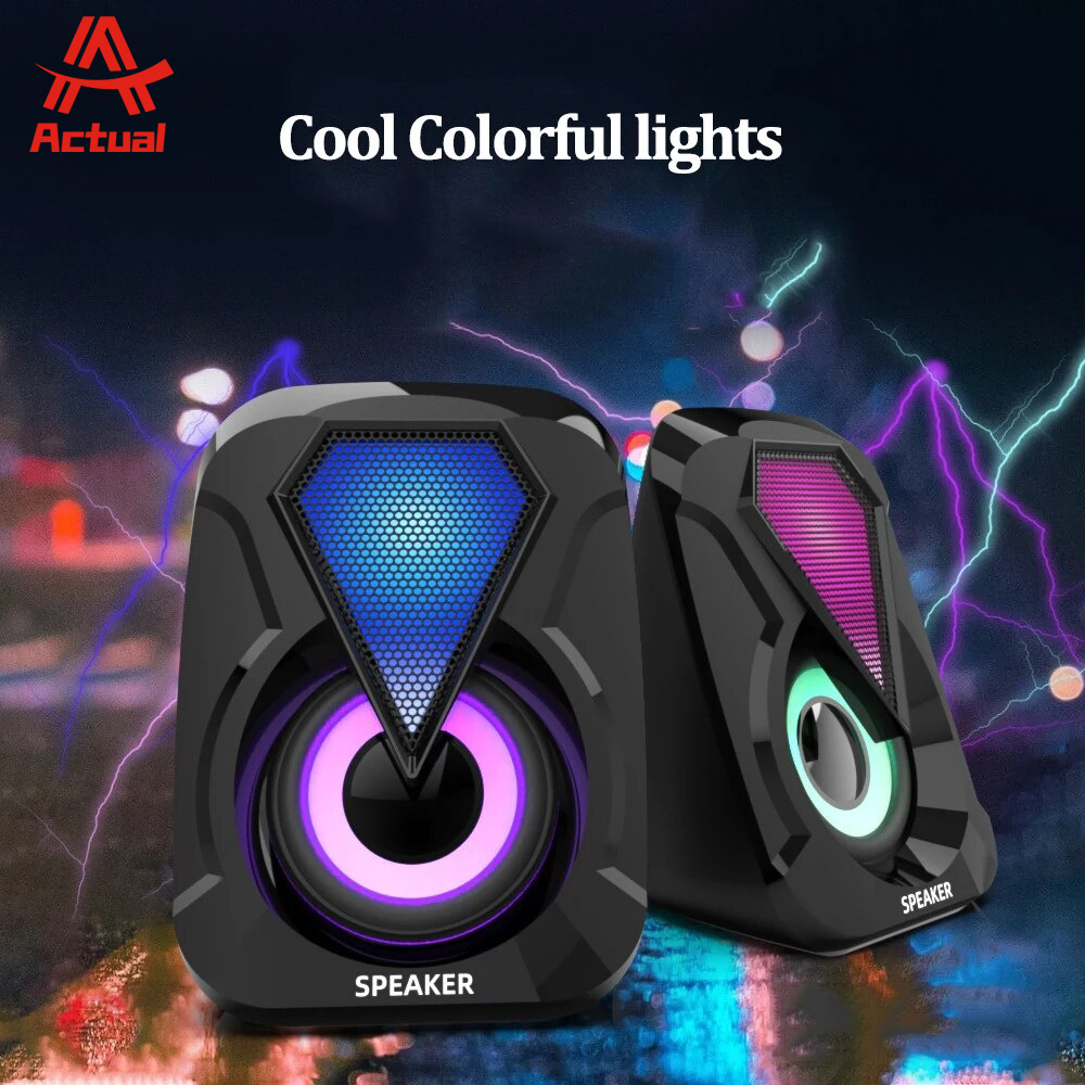 Actual Computer Speaker USB Colorful Lighting Effect RGB Gaming Laptop ...