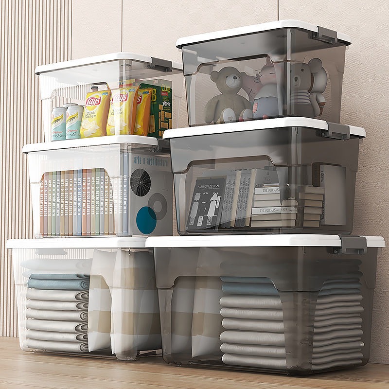 Trove Storage Box Transparent Plastic Stackable Clothes Wardrobe organizer box With Lid With ...