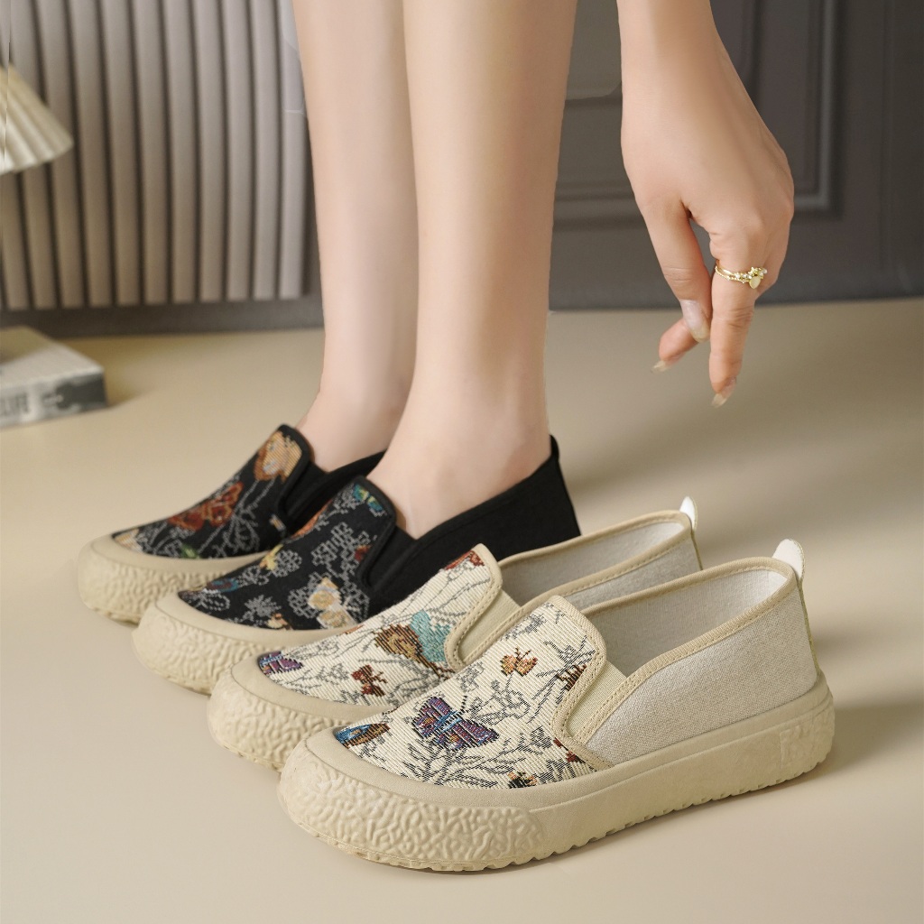 Butterfly cloth shoes, women's casual shoes, breathable soft-soled ...