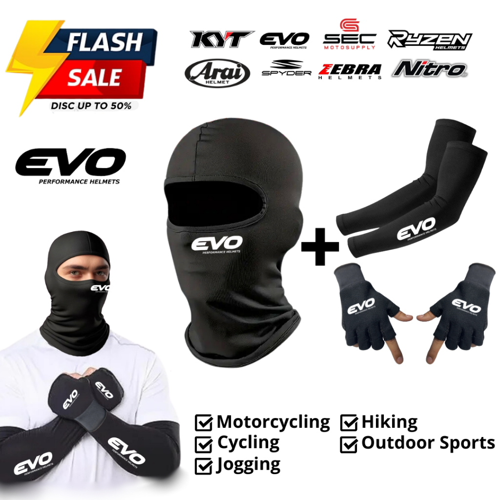 EVO- Set of 3 Rider's Wear Motorcycle Balaclava w/ Arm Sleeves and ...