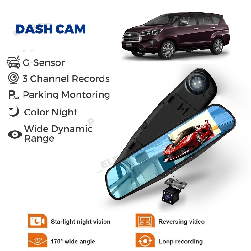 toyota innova new Full HD 1080P Video Camera w/ Dual Lens for Vehicles ...