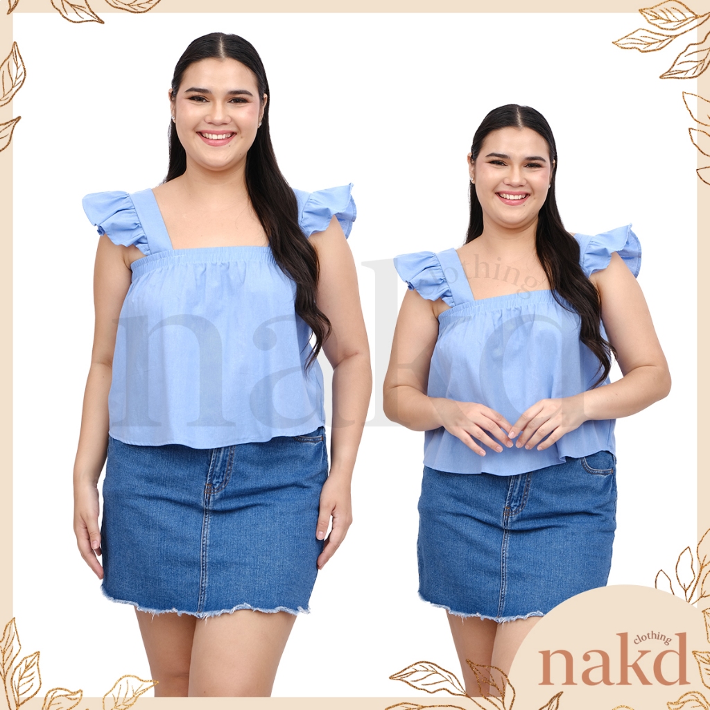 NAKD FASHION PLUS SIZE ABBY RUFFLE SLEEVES SEXY SUMMER COTTON LINEN ...