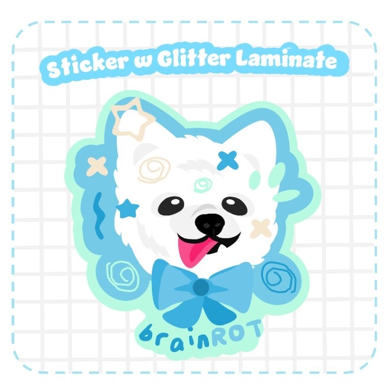 Brainrot White Dog Waterproof and Glitter-Laminated Sticker | Shopee ...