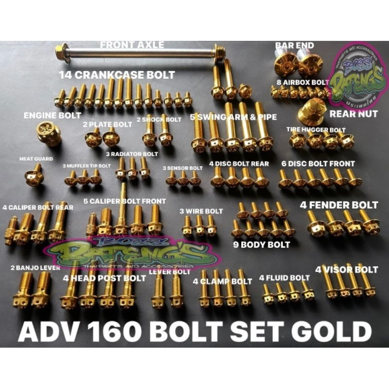 HONDA ADV 160 GOLD FLOWER TYPE BOLT SET | Shopee Philippines