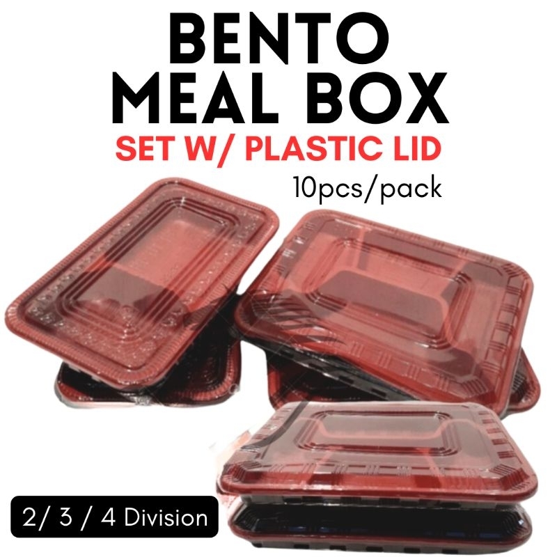 Bento Box with Lid 10pcs Plastic for Takeouts Party Meals | Shopee ...