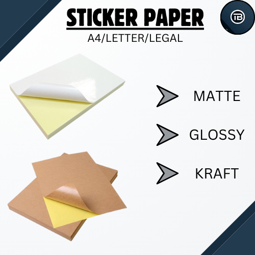 50/100 PCS A4 Sticker Paper Glossy/Matte PRINTABLE STICKER INKJET ...